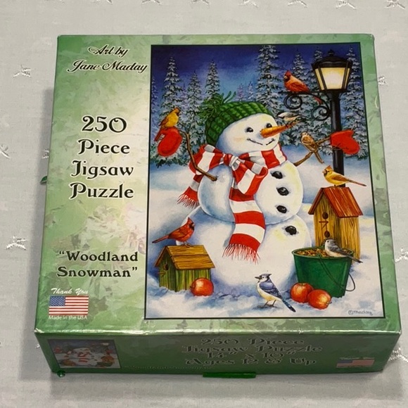 Jane Maday | Games | Woodland Snowman 25 Piece Jigsaw Puzzle Made In ...